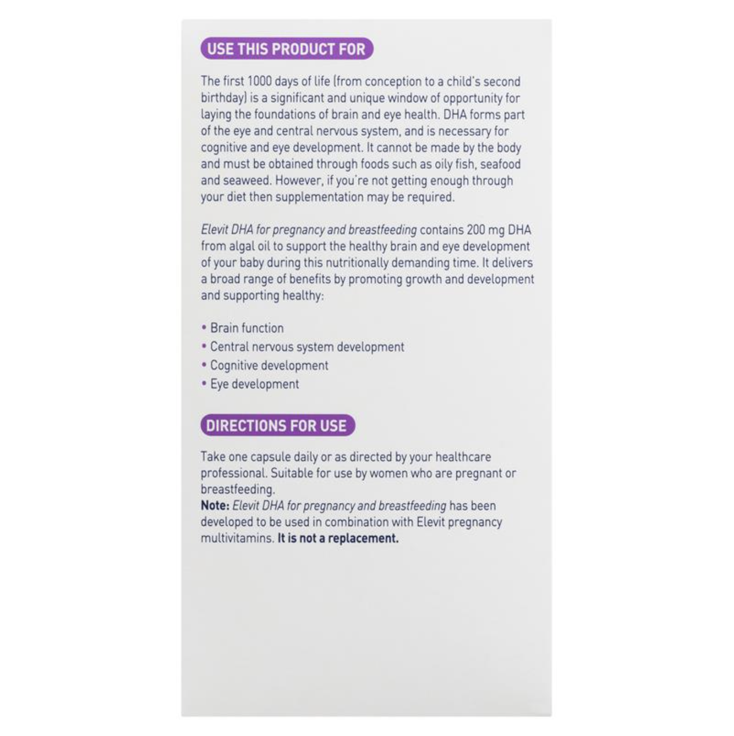 Elevit DHA For Pregnancy and breastfeeding (60 supply) | Skincare ...